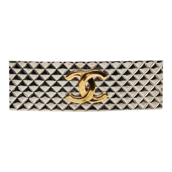 CHANEL | Accessories | Chanel Coco Mark Barrette Silver Gold Plated ...